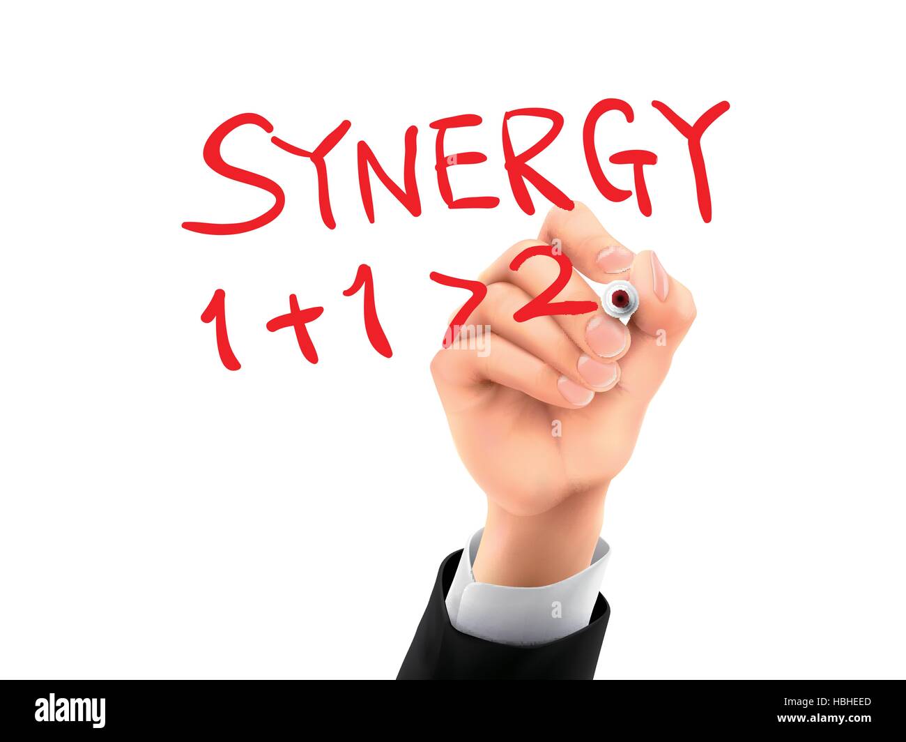 synergy word written by hand on a transparent board Stock Vector Image ...