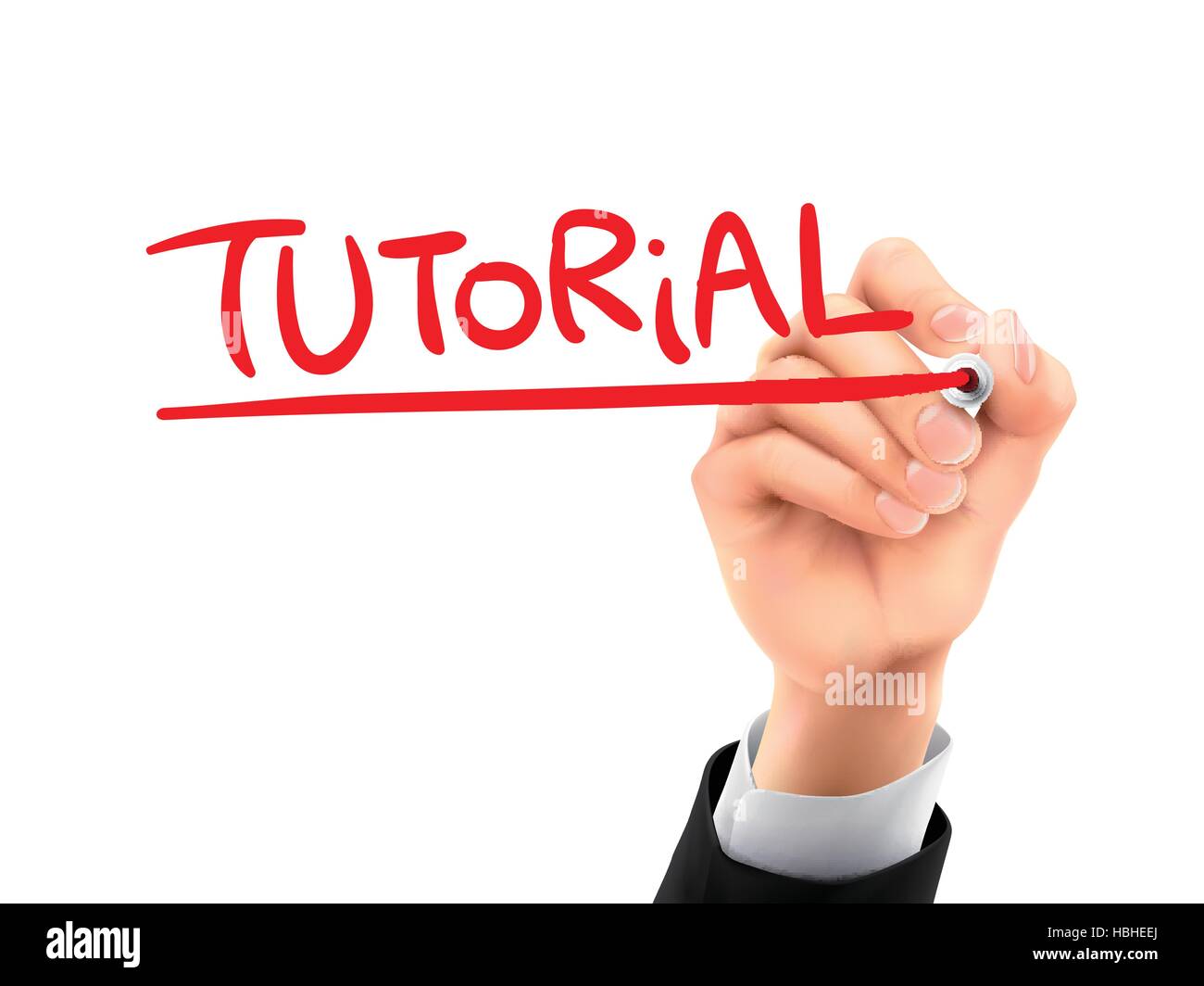tutorial word written by hand on a transparent board Stock Vector Image ...