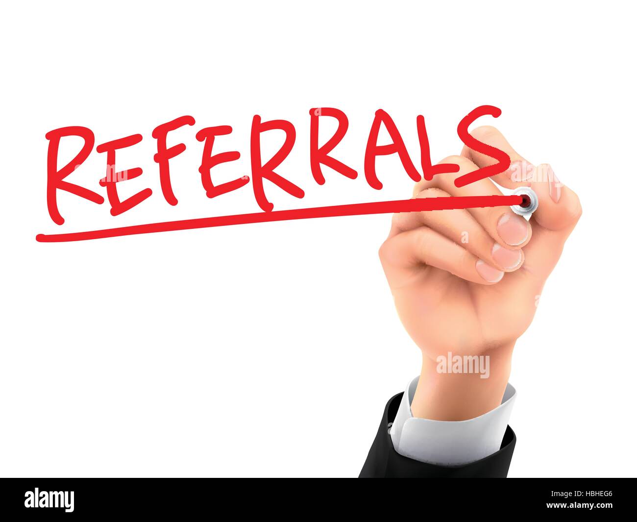 referrals word written by hand on a transparent board Stock Vector ...