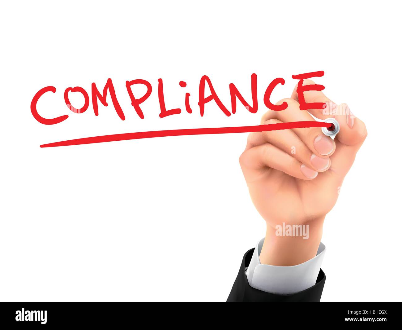 compliance word written by hand on a transparent board Stock Vector ...