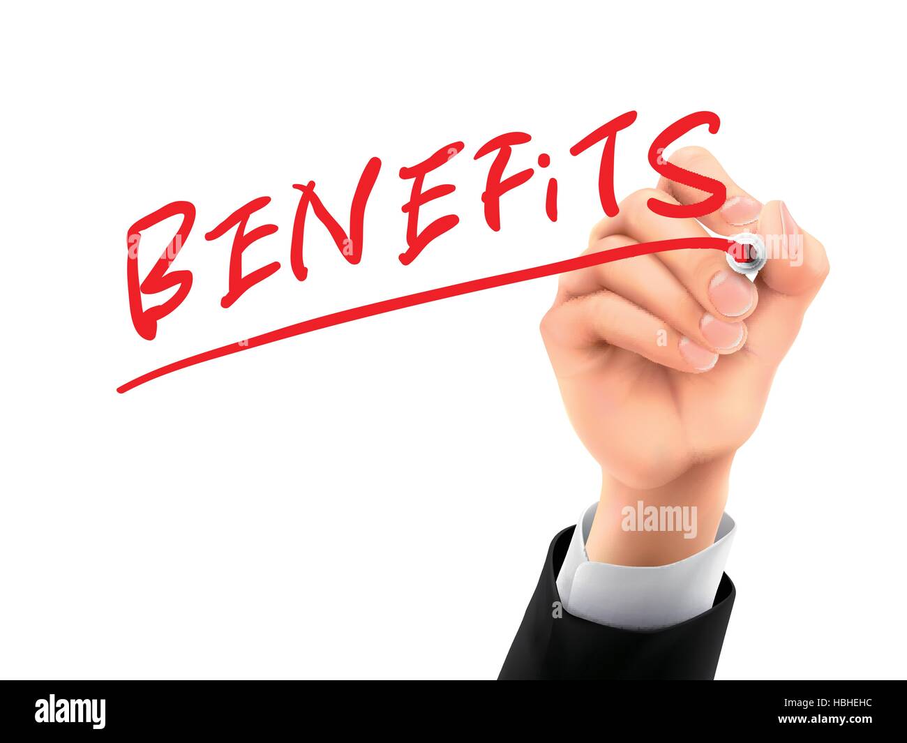 benefits word written by hand on a transparent board Stock Vector Image ...