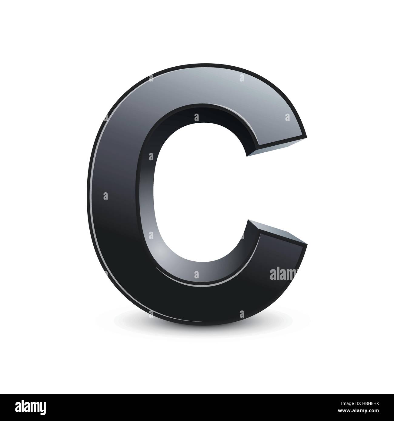 3d black letter C isolated on white background Stock Vector Image & Art ...