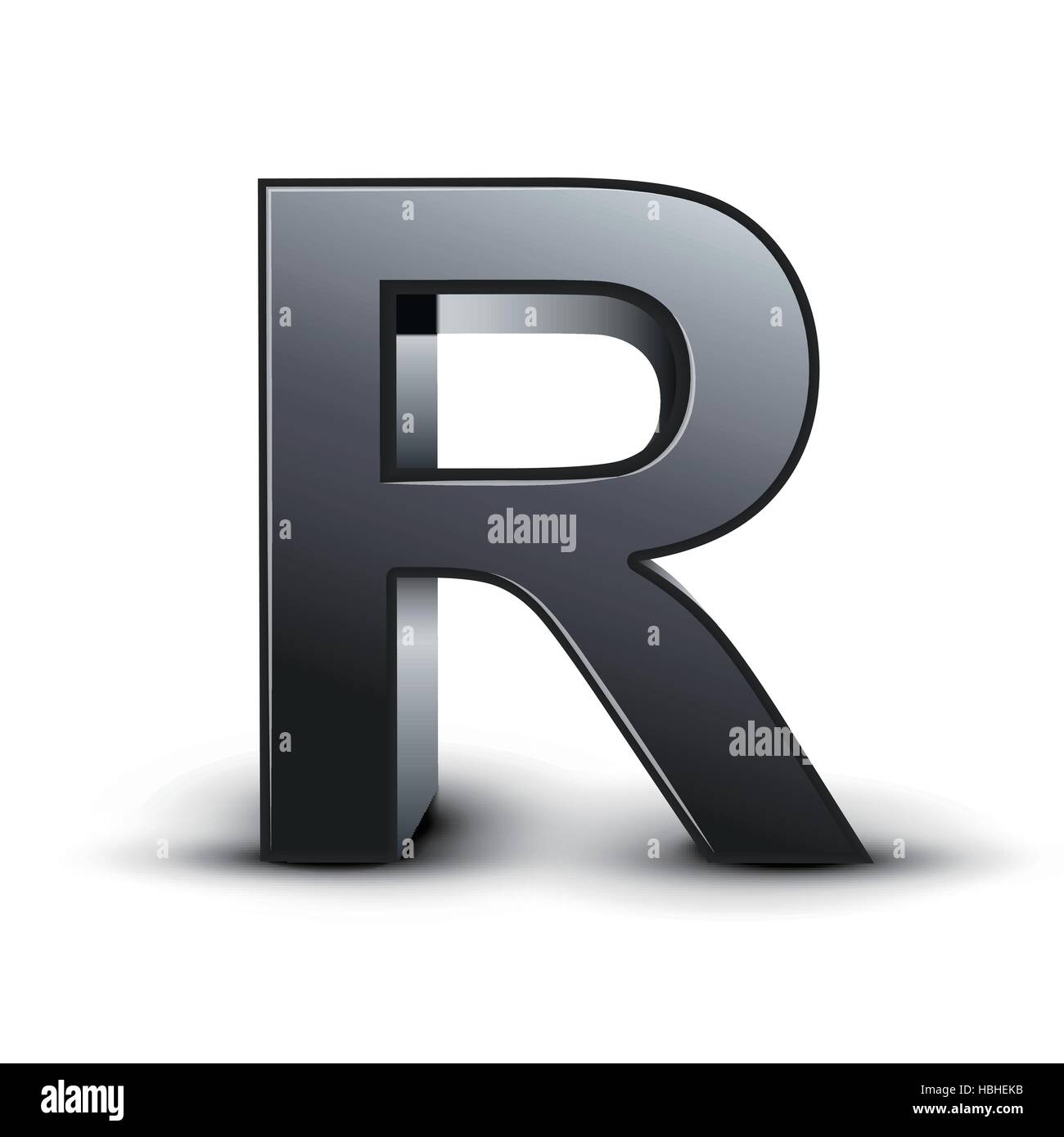 3d black letter R isolated on white background Stock Vector Image & Art ...