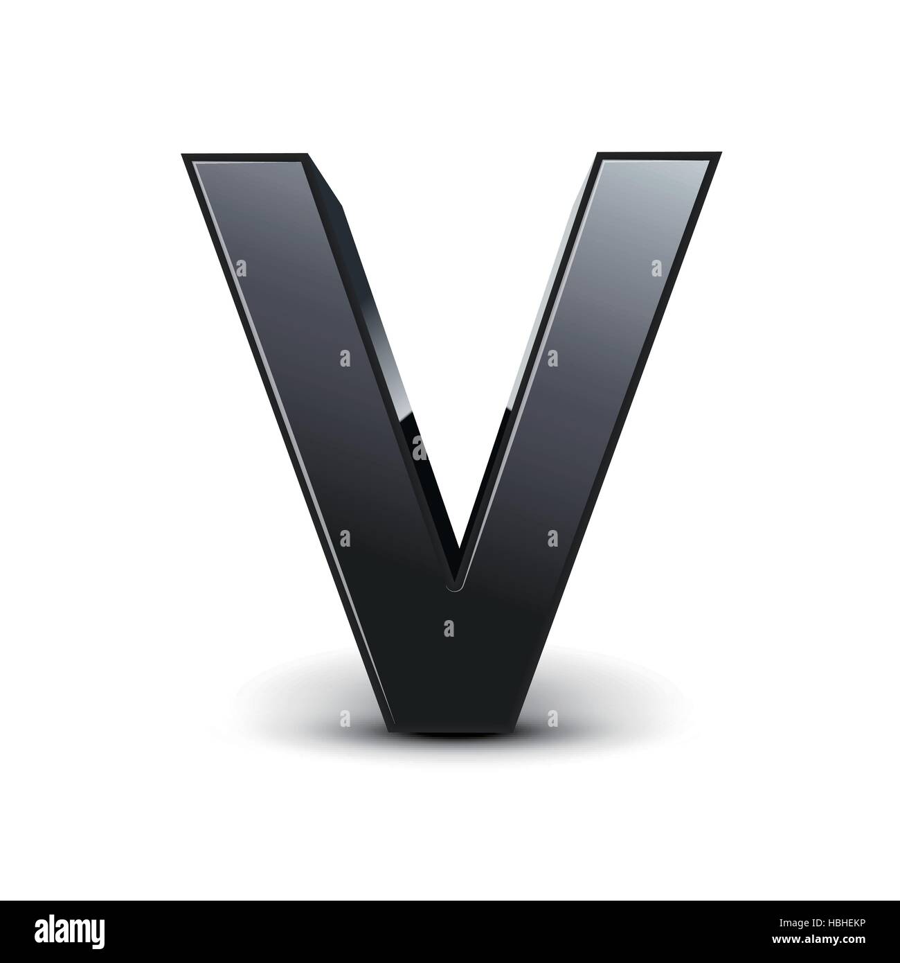 3d black letter V isolated on white background Stock Vector Image & Art ...
