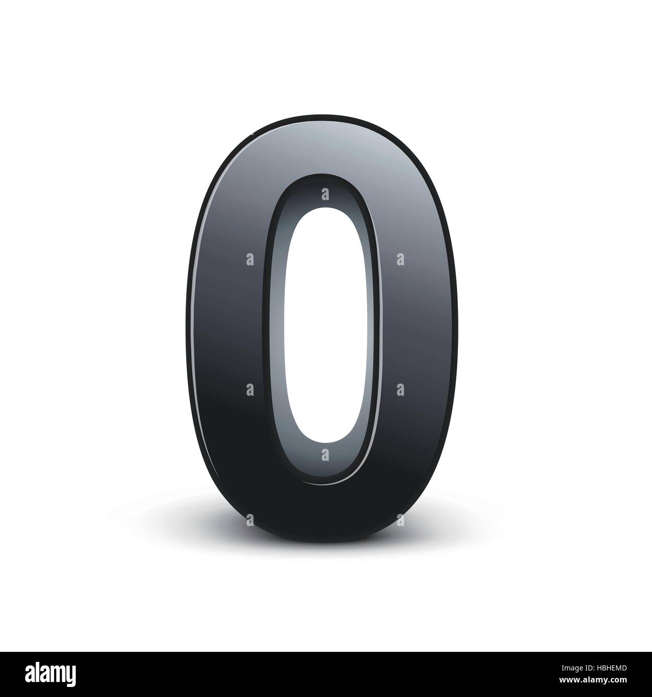 3d shiny black number 0 isolated on white background Stock Vector Image ...