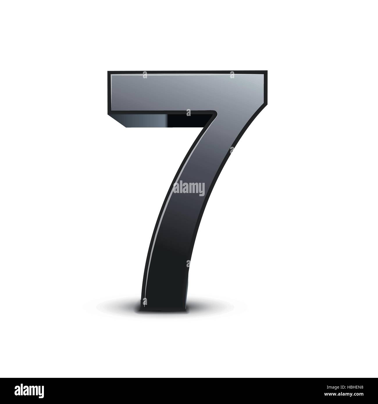 3d shiny black number 7 isolated on white background Stock Vector Image ...