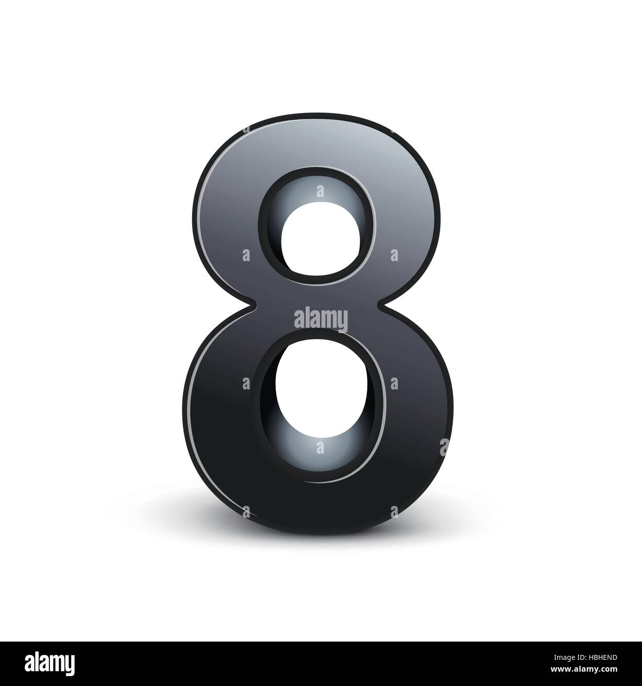 3d shiny black number 8 isolated on white background Stock Vector Image ...