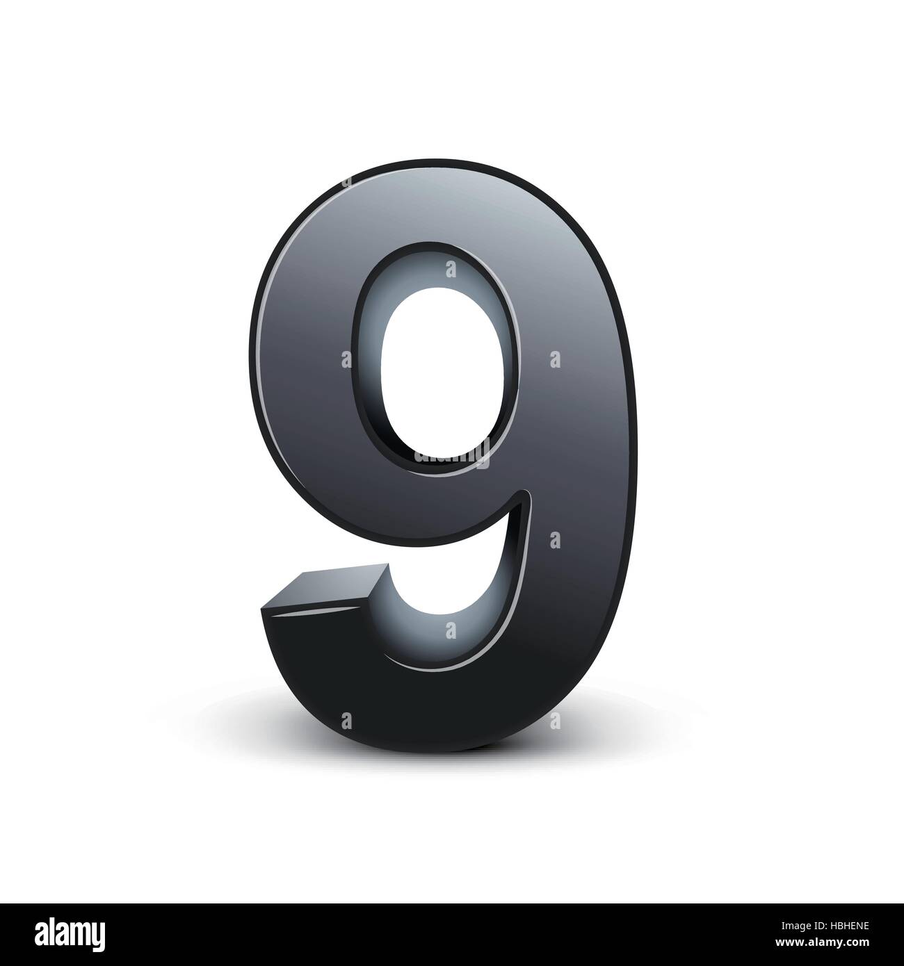 3d shiny black number 9 isolated on white background Stock Vector Image ...