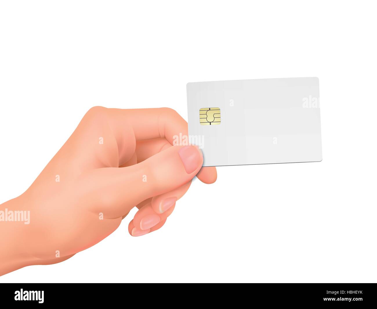 3d hand holding a blank chip card over white background Stock Vector ...