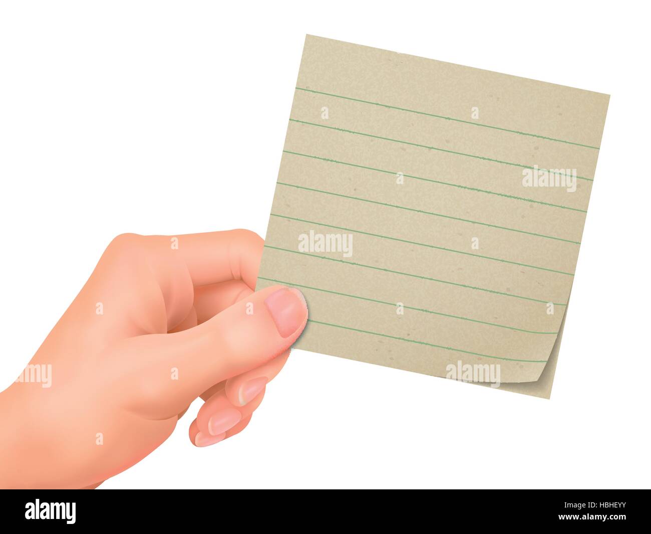 business concept: 3d hand holding a note paper over white background ...