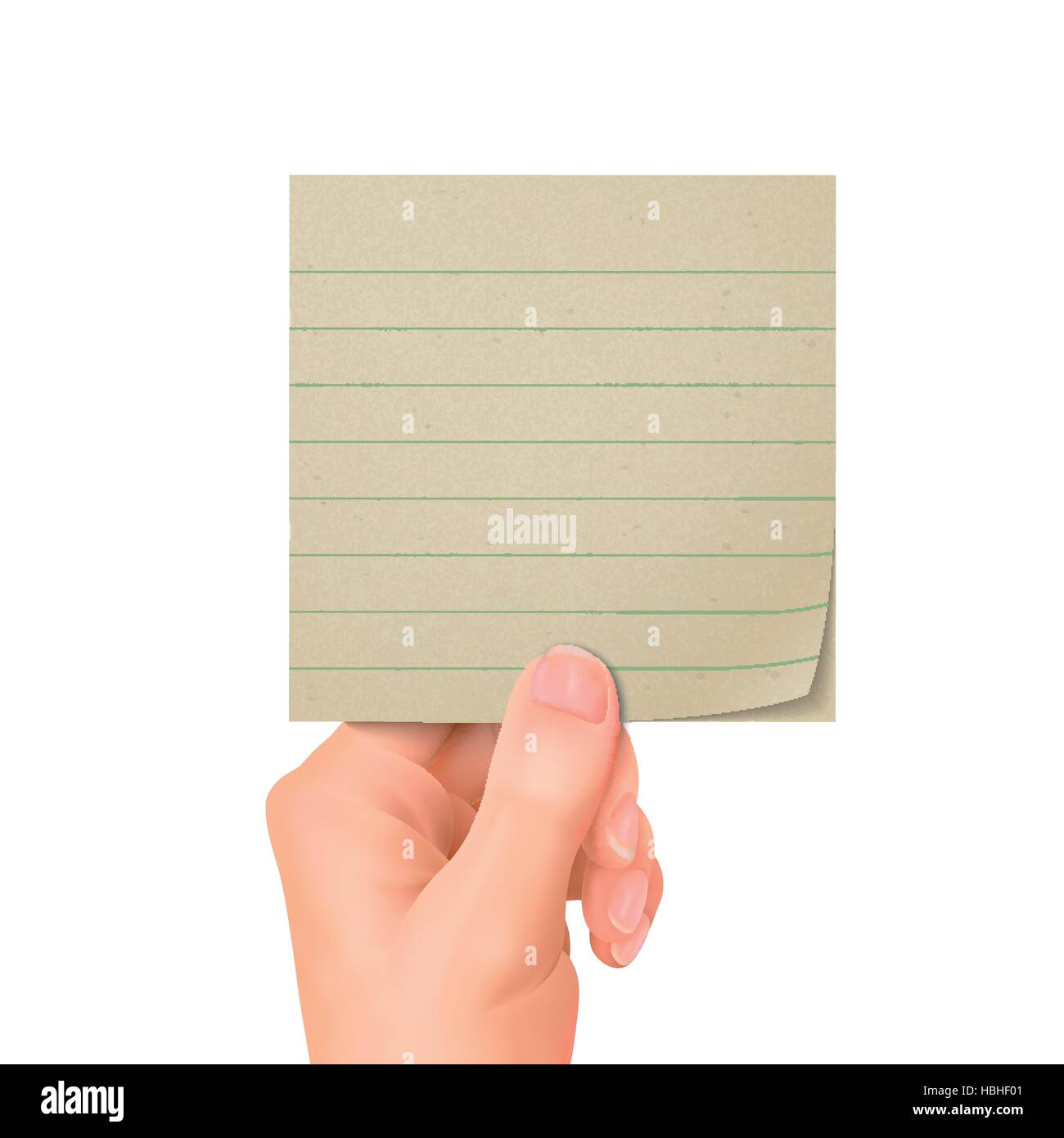 business concept: 3d hand holding a note paper over white background ...