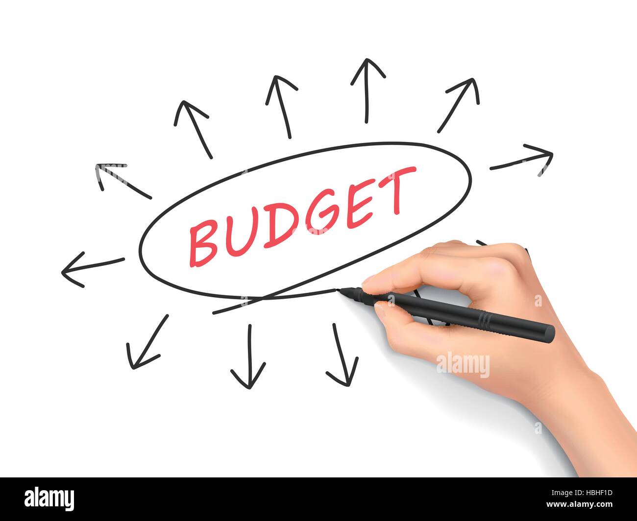 budget word written by hand on white background Stock Vector Image ...