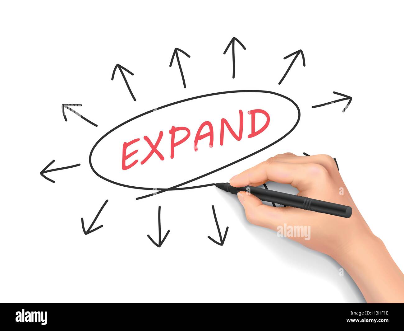 expand word written by 3d hand over white background Stock Vector Image ...
