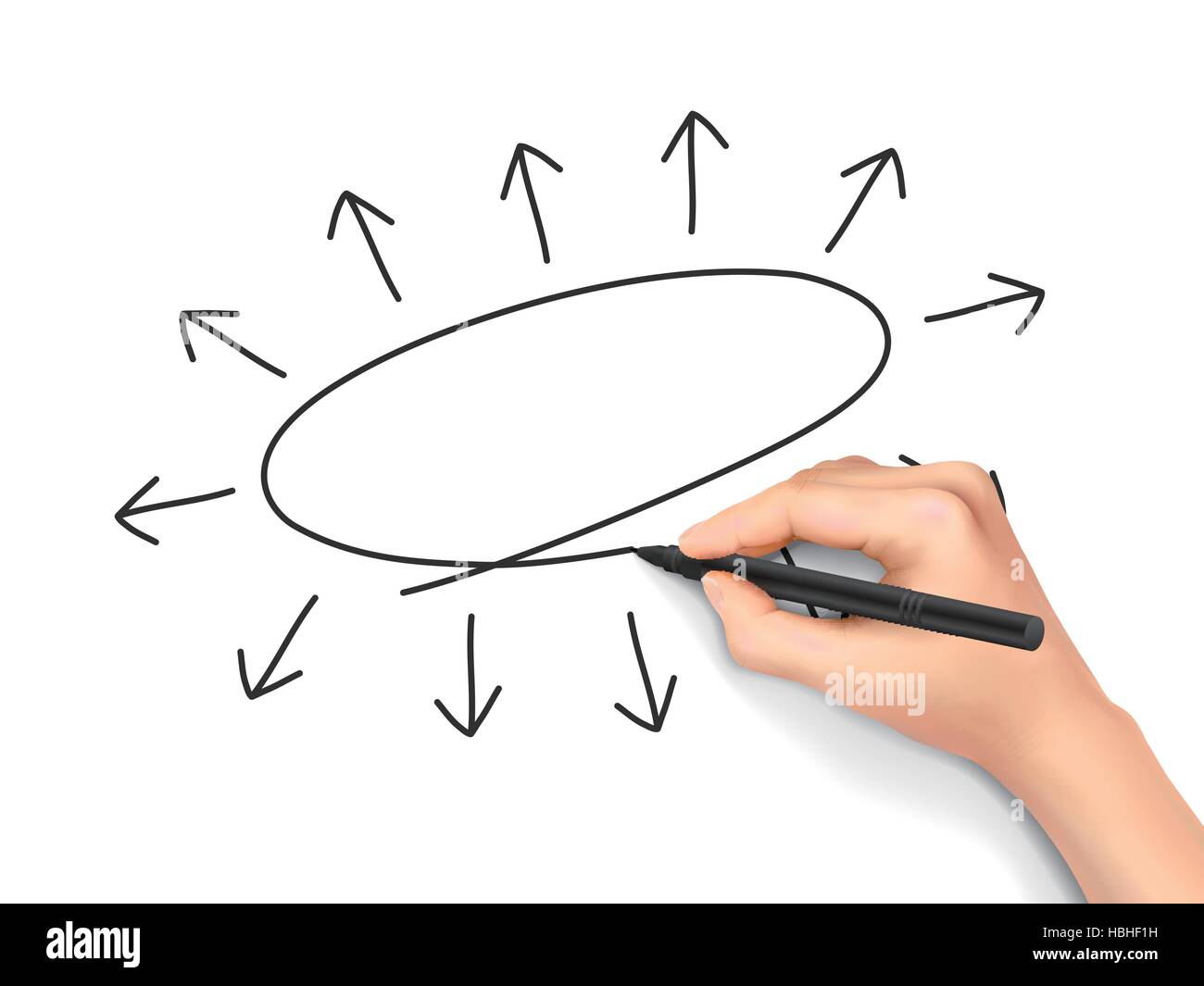 empty diagram drawn by 3d hand over white background Stock Vector Image ...