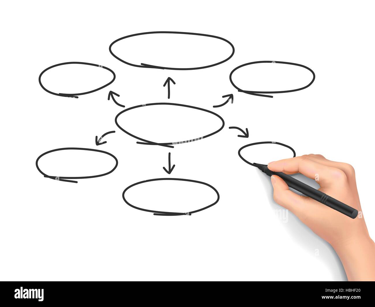empty diagram drawn by 3d hand over white background Stock Vector Image ...