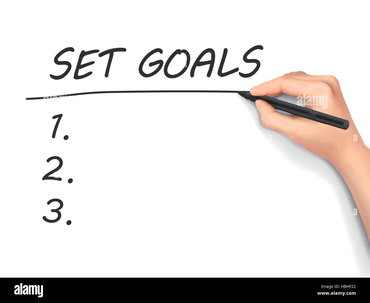 set goals words written by hand on white background Stock Vector Image ...