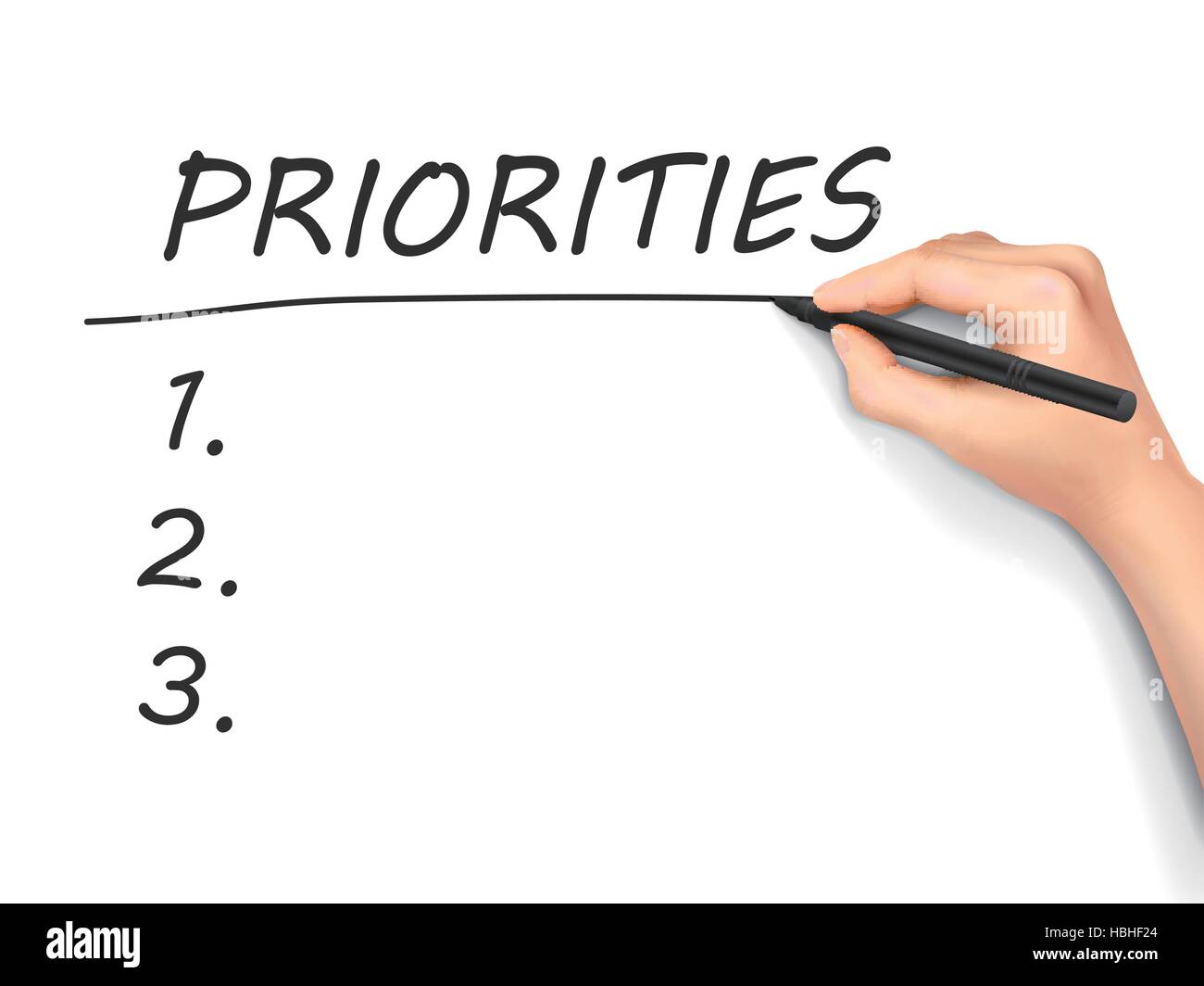 priorities word written by hand on a white board Stock Vector Image ...
