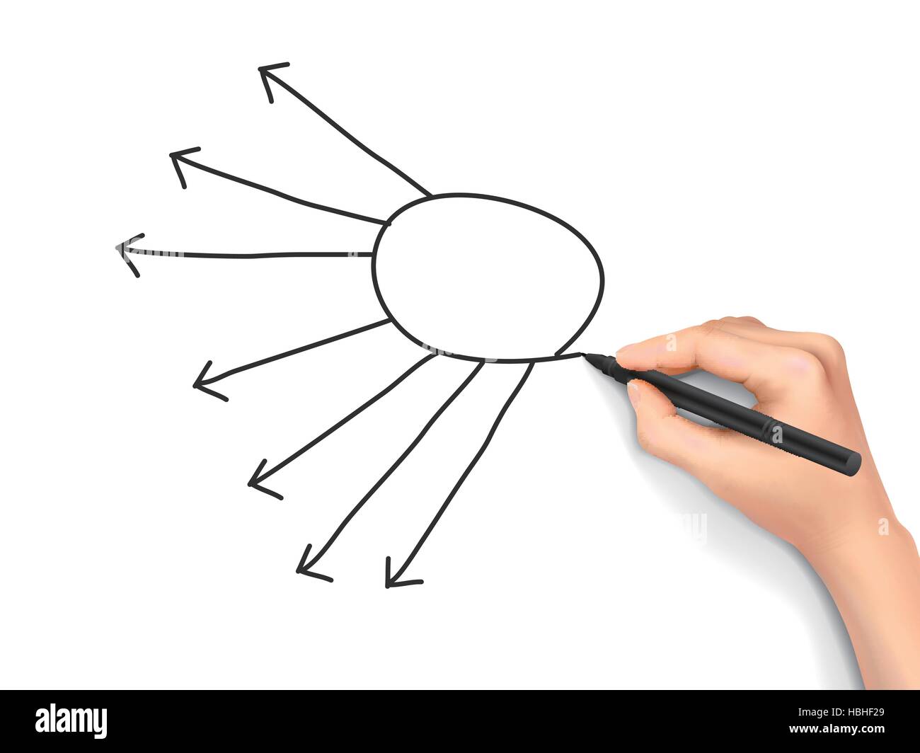 blank flow chart drawn by 3d hand over white background Stock Vector ...