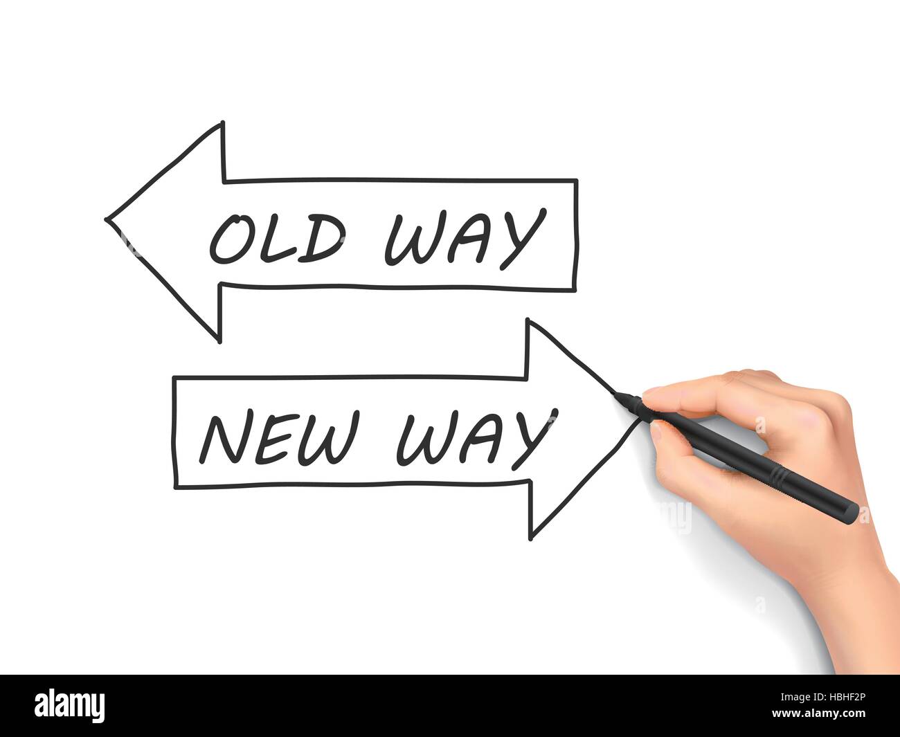 old way or new way written by hand isolated on white background Stock ...