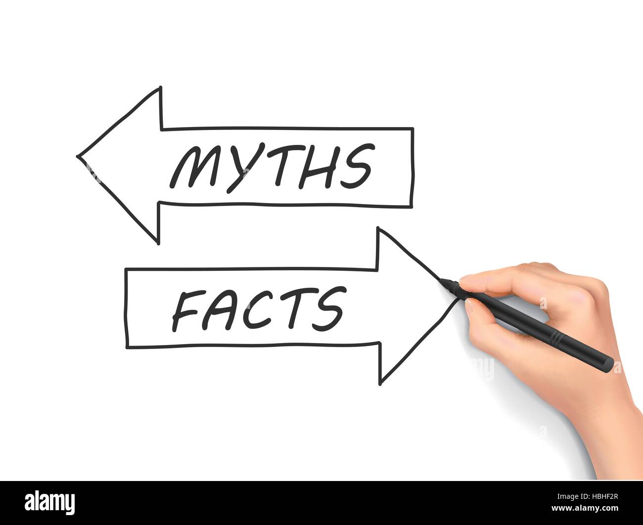 myths or facts words written by hand on a white board Stock Vector ...