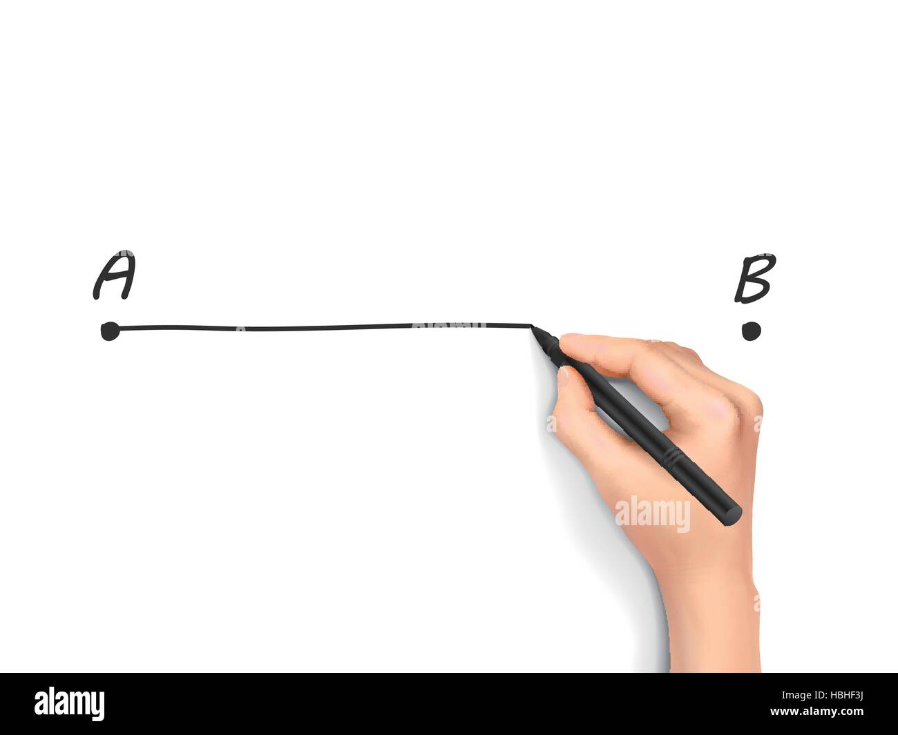 point A to B drawn by 3d hand over white background Stock Vector Image ...