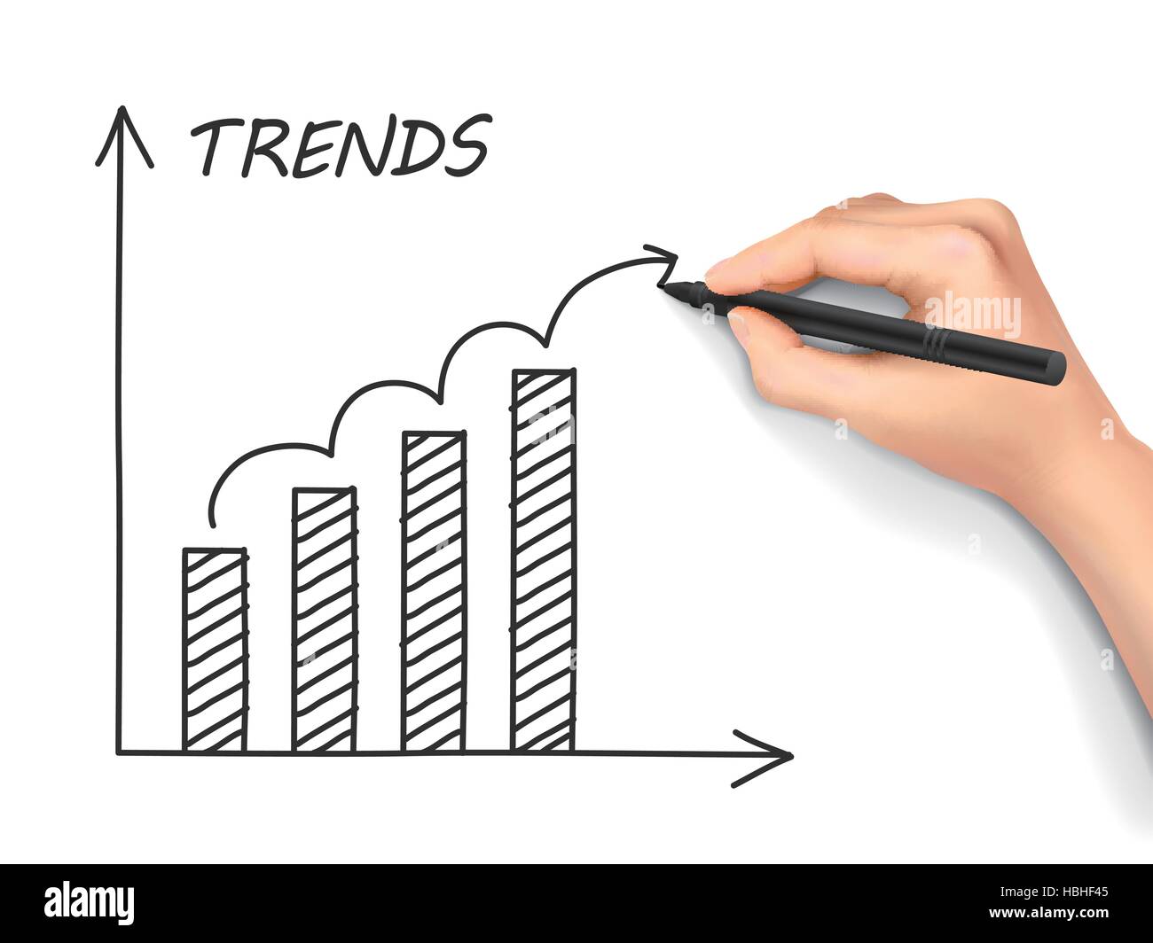 trends growth graph drawn by hand on white background Stock Vector ...