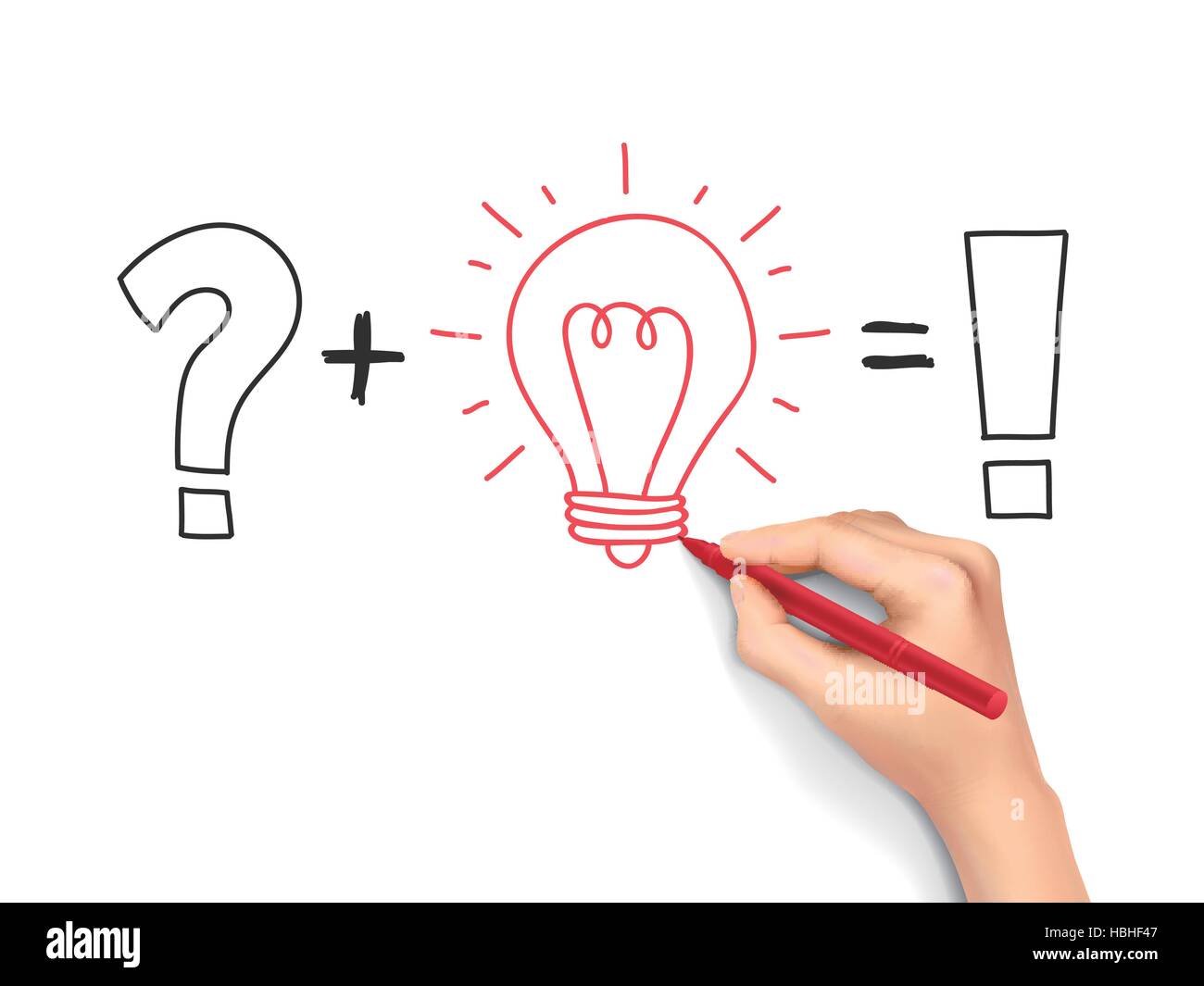 creative solution symbols drawn by hand over white background Stock ...