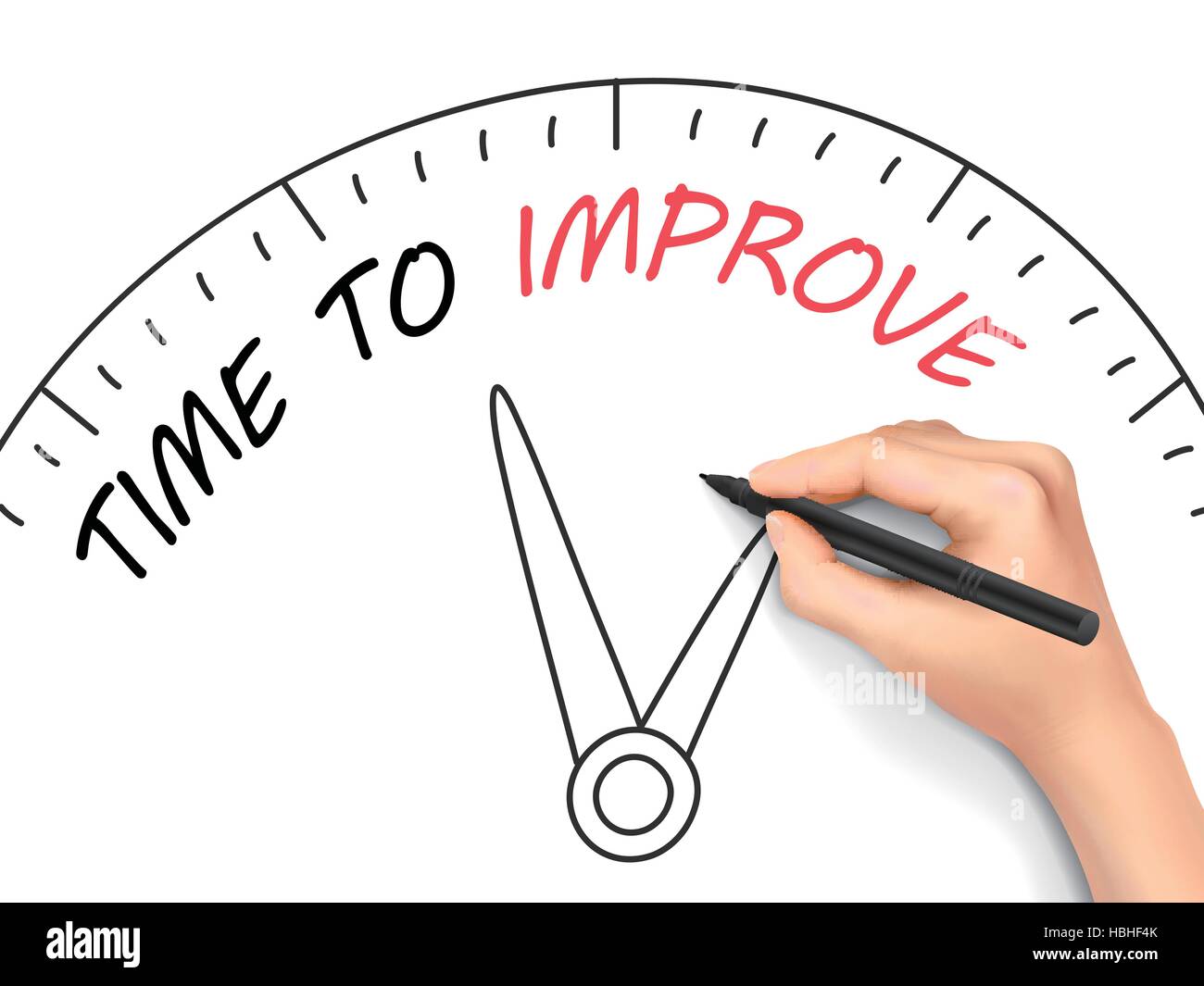 time to improve written by hand on white background Stock Vector Image ...