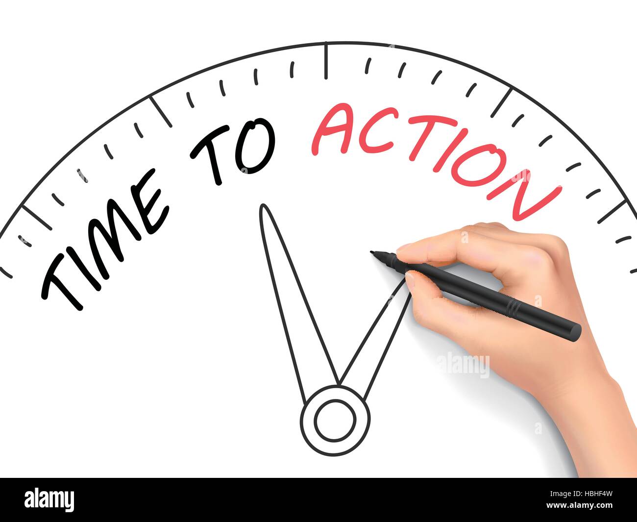time to action words written by 3d hand over white Stock Vector Image ...