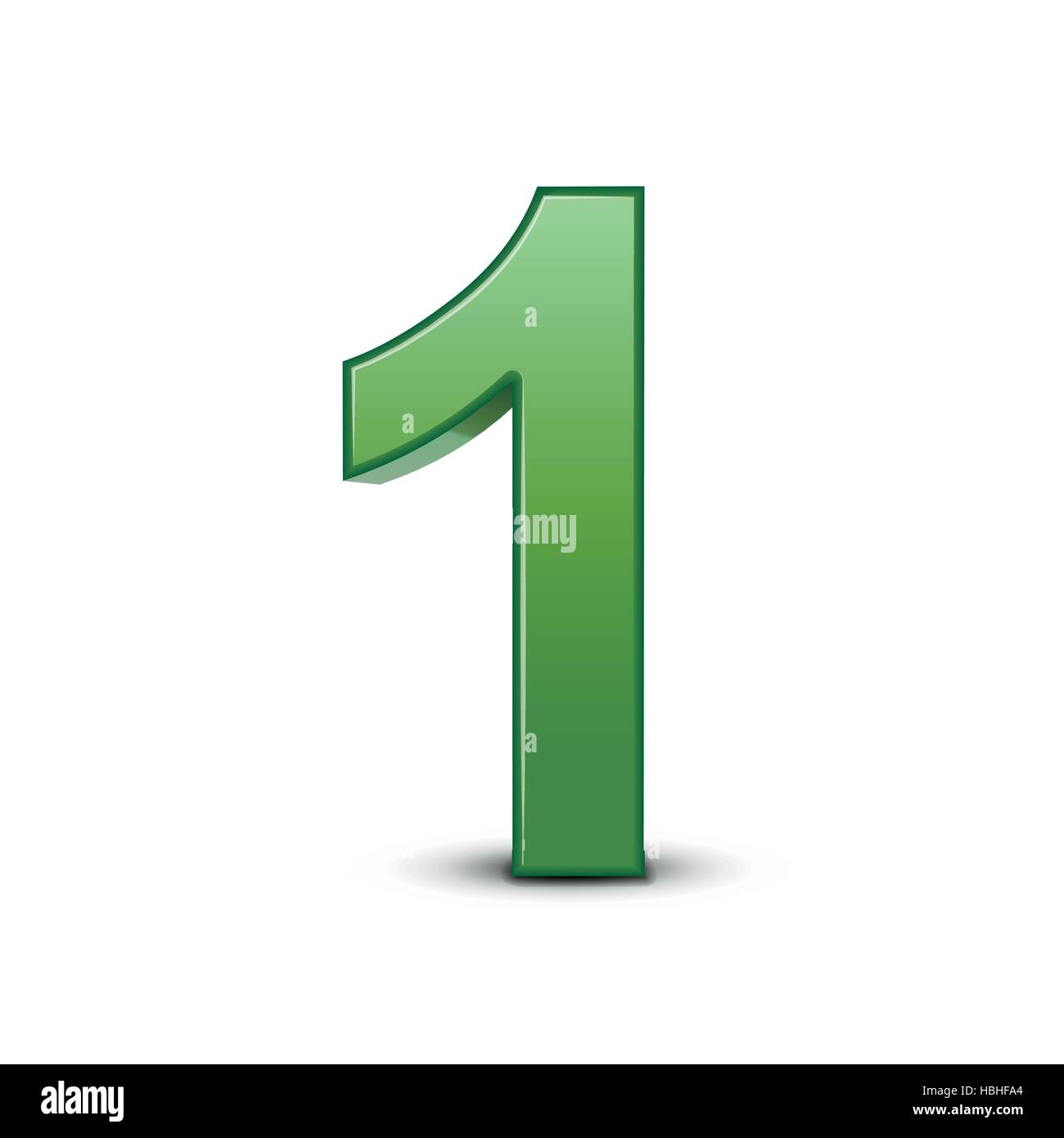 3d shiny green number 1 isolated on white background Stock Vector Image ...