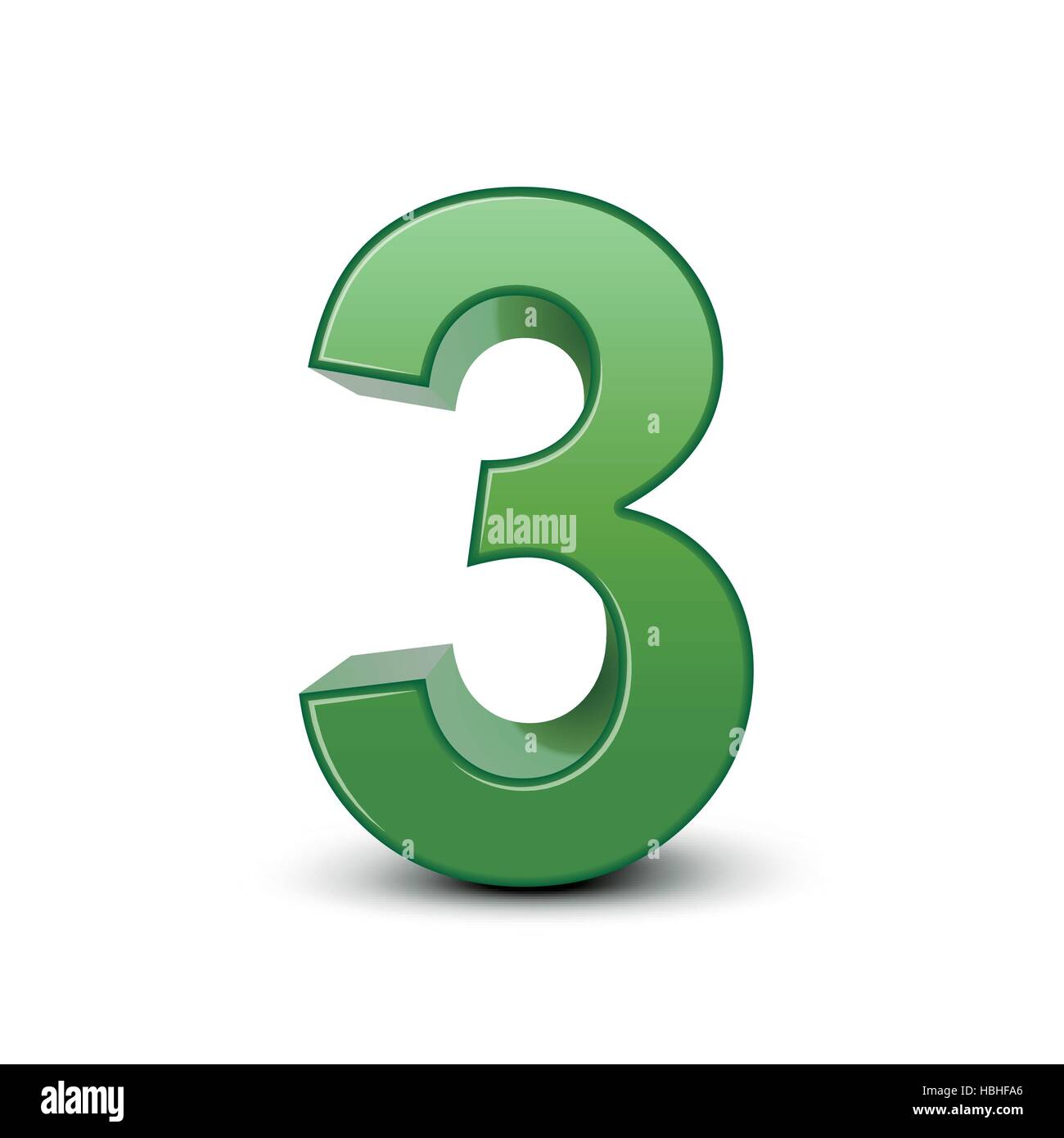 3d shiny green number 3 isolated on white background Stock Vector Image ...