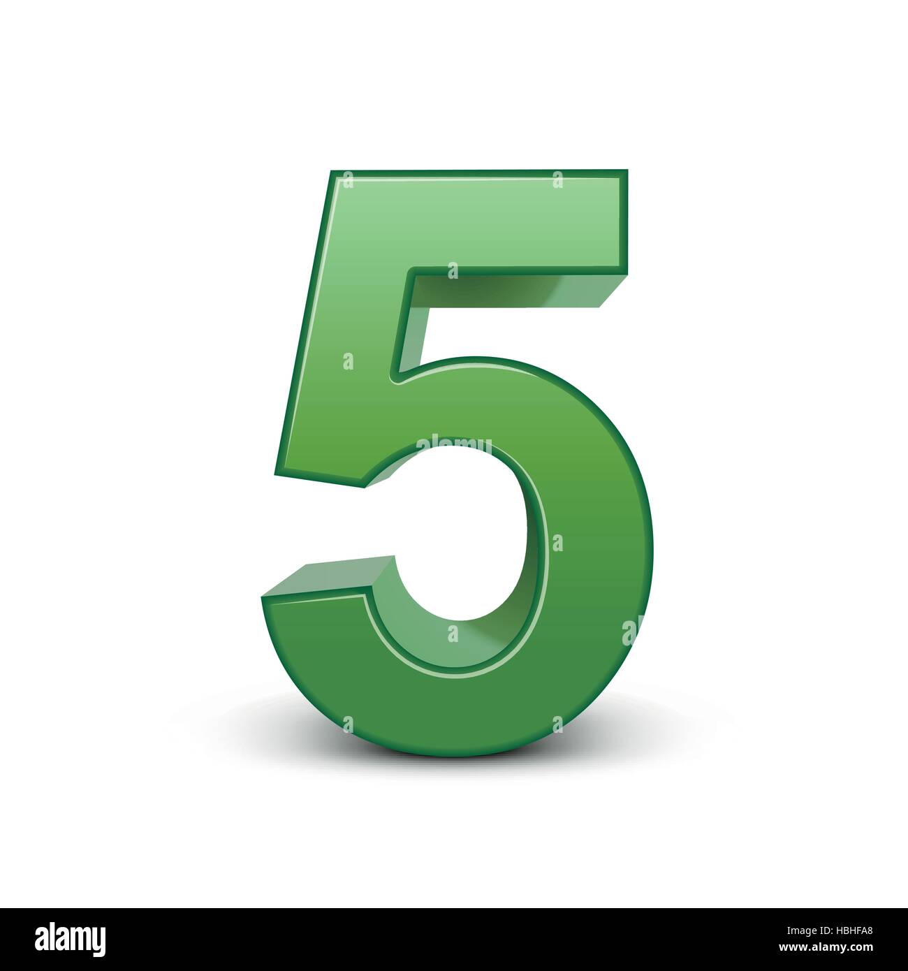 3d shiny green number 5 isolated on white background Stock Vector Image ...