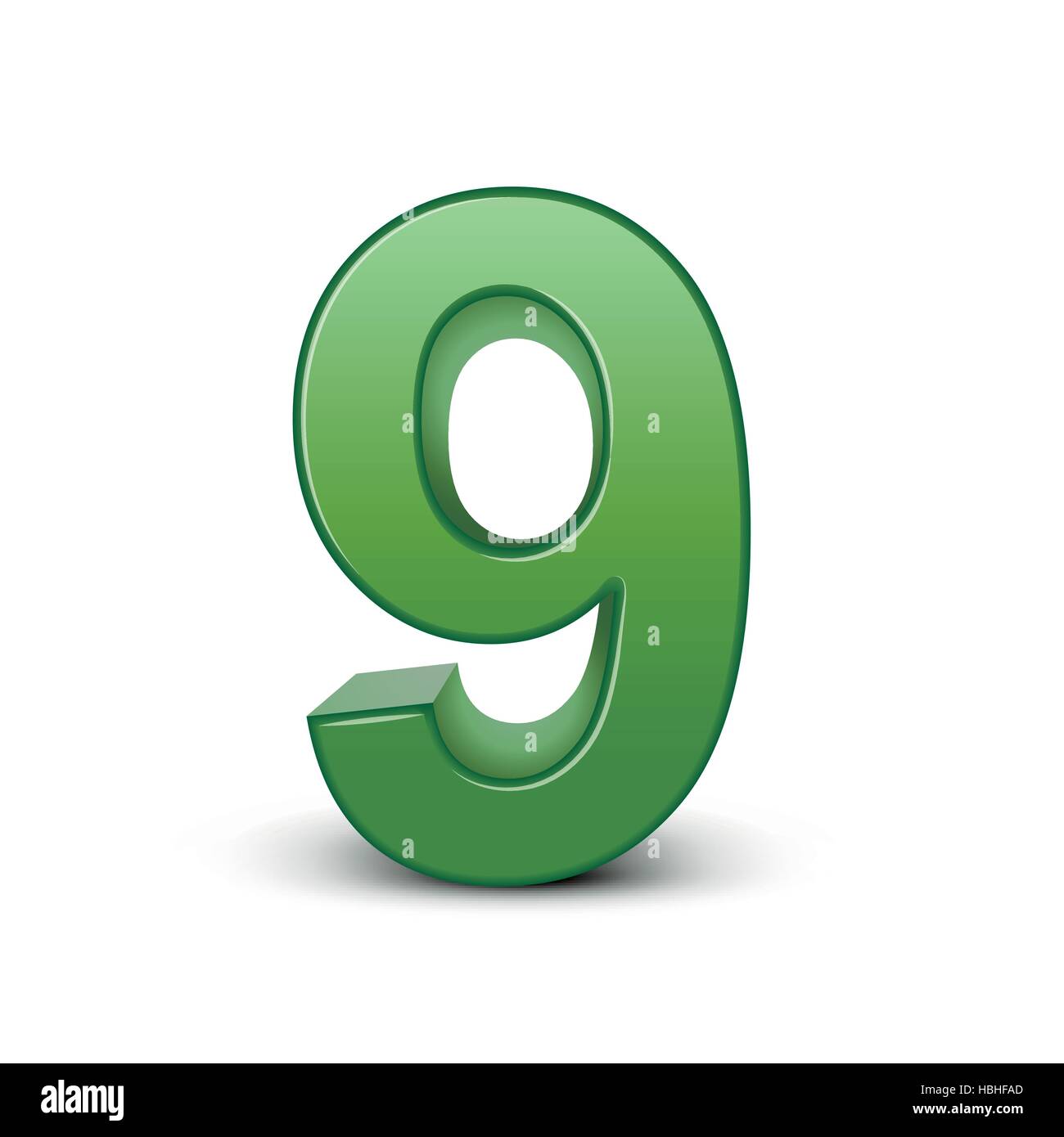 3d shiny green number 9 isolated on white background Stock Vector Image ...
