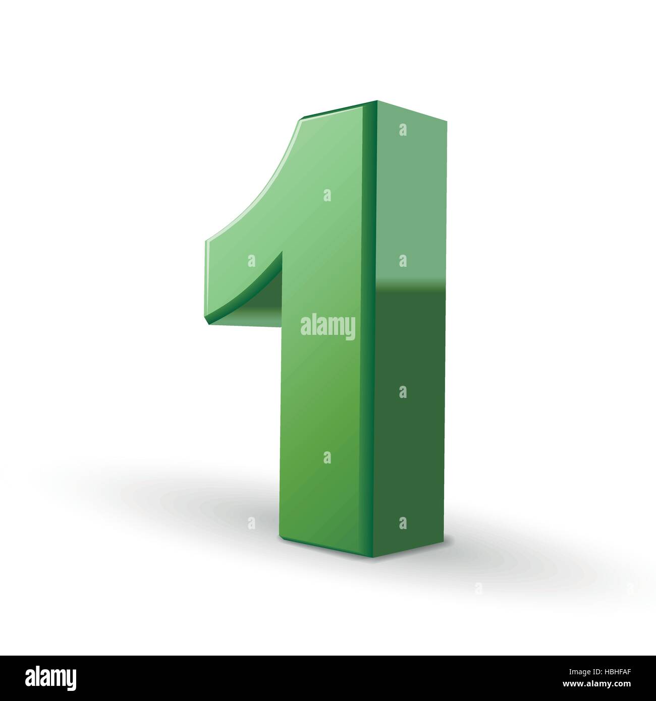 3d shiny green number 1 isolated on white background Stock Vector Image ...