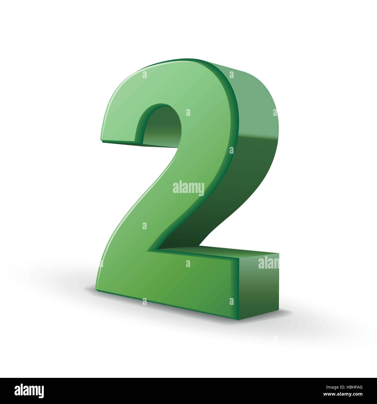 3d shiny green number 2 isolated on white background Stock Vector Image ...