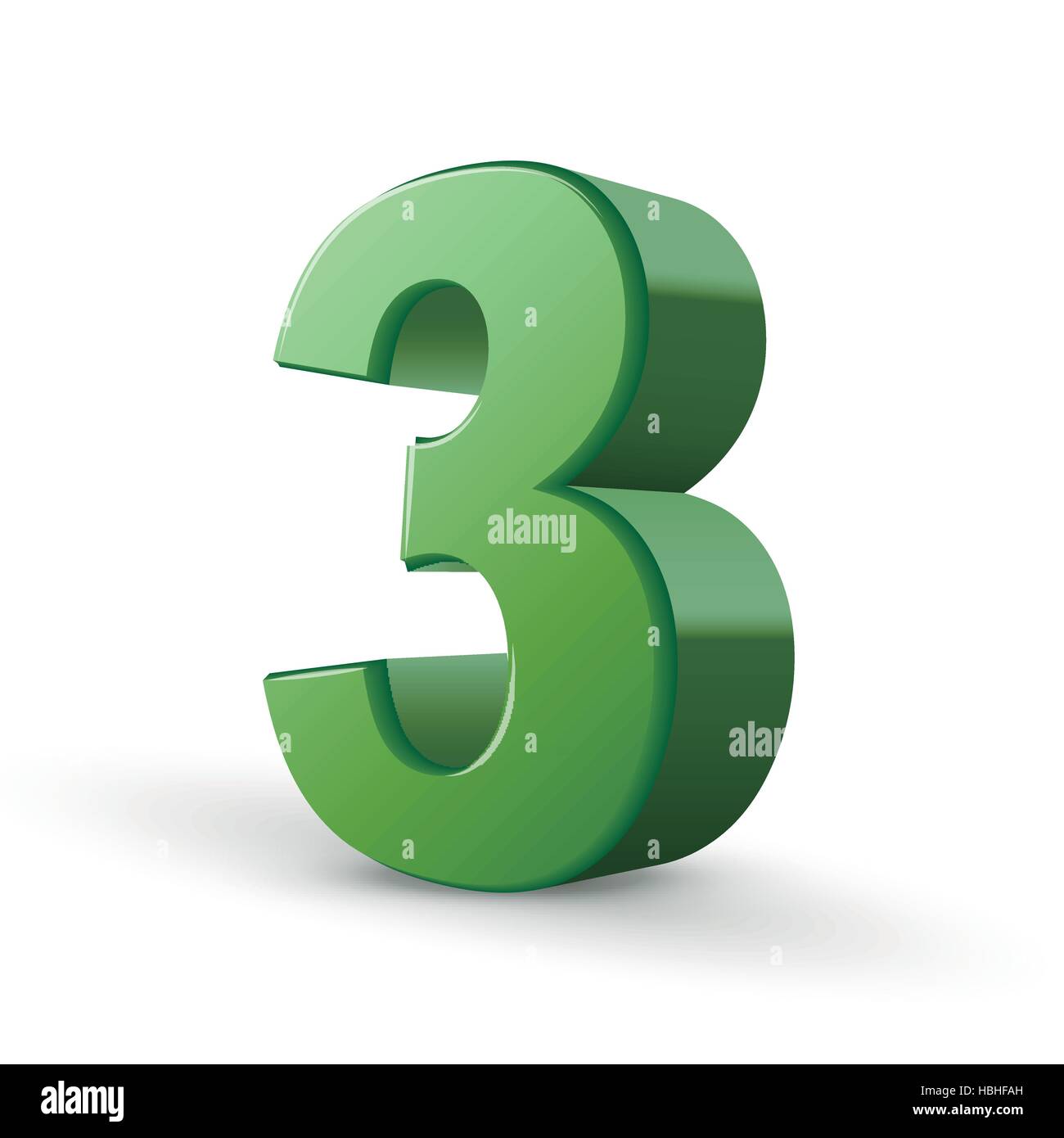 3d shiny green number 3 isolated on white background Stock Vector Image ...