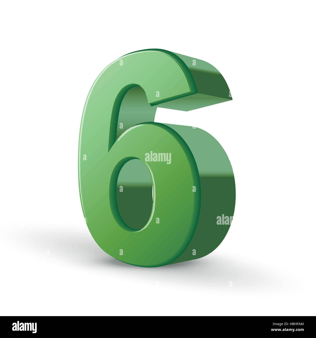 3d shiny green number 6 isolated on white background Stock Vector Image ...
