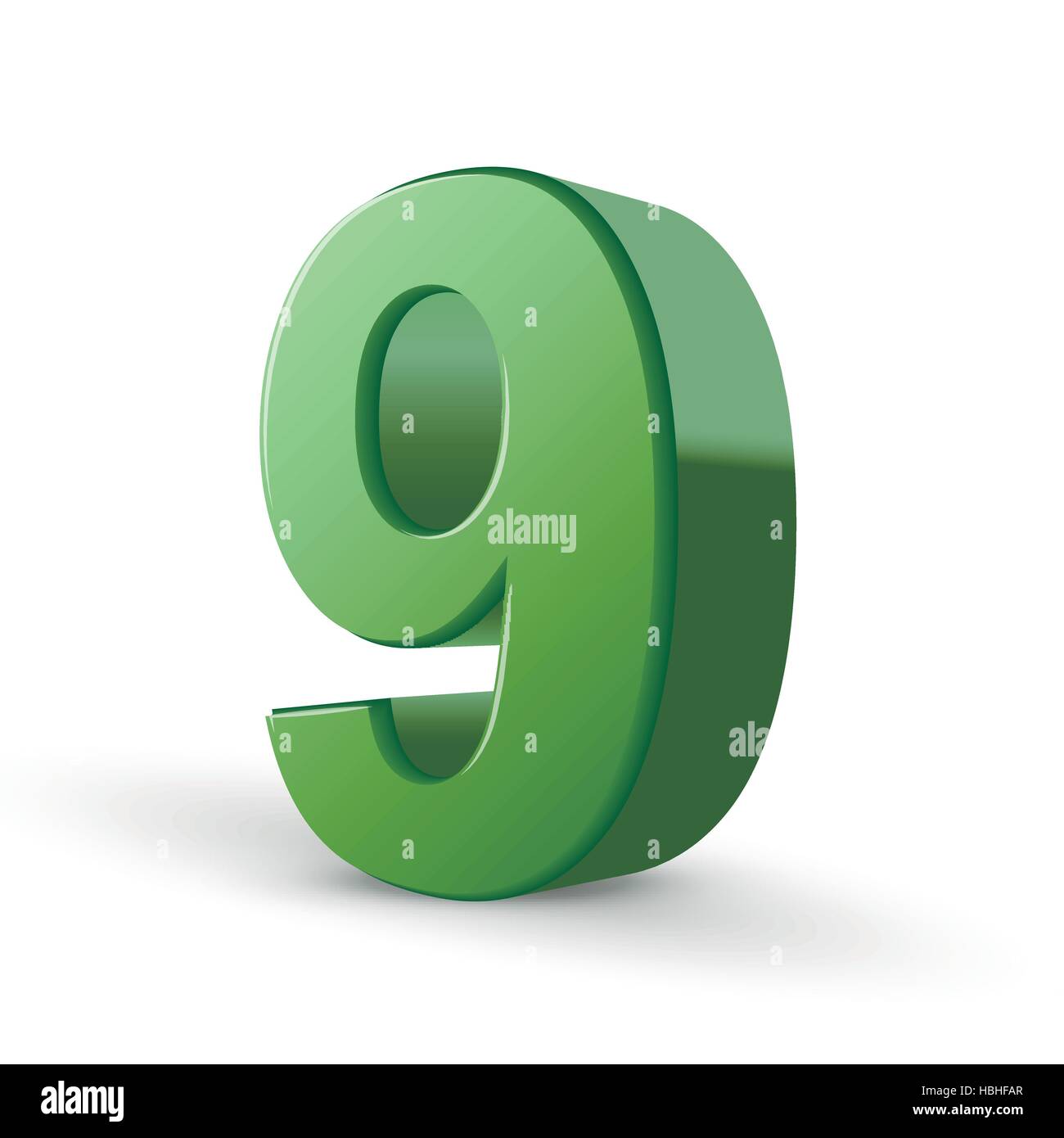 3d shiny green number 9 isolated on white background Stock Vector Image ...