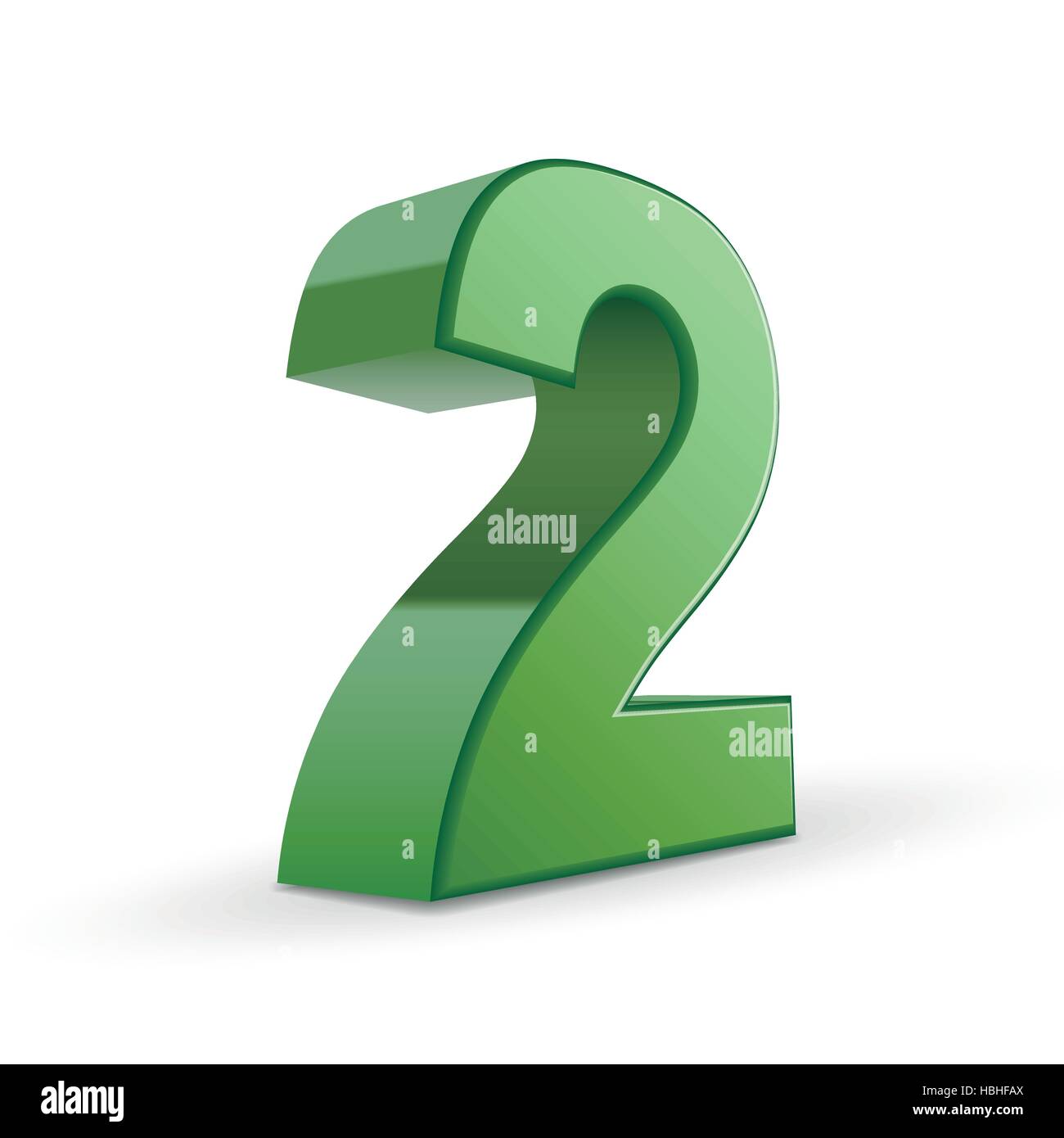 3d shiny green number 2 isolated on white background Stock Vector Image ...