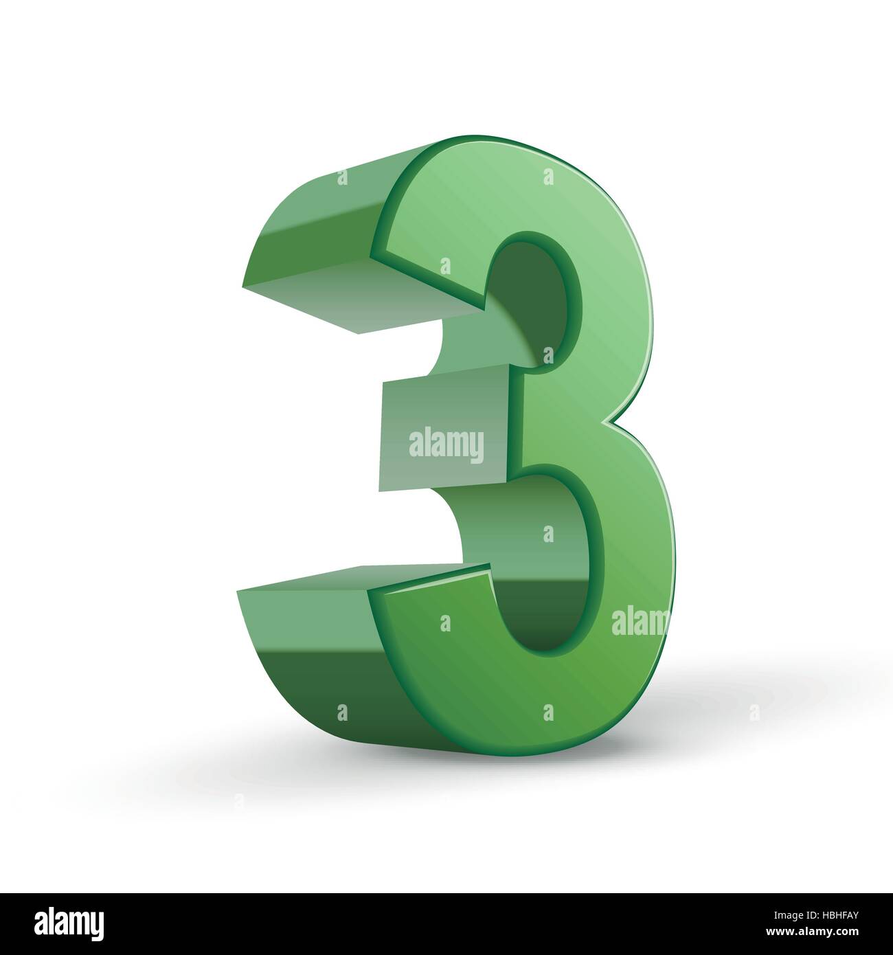 3d shiny green number 3 isolated on white background Stock Vector Image ...
