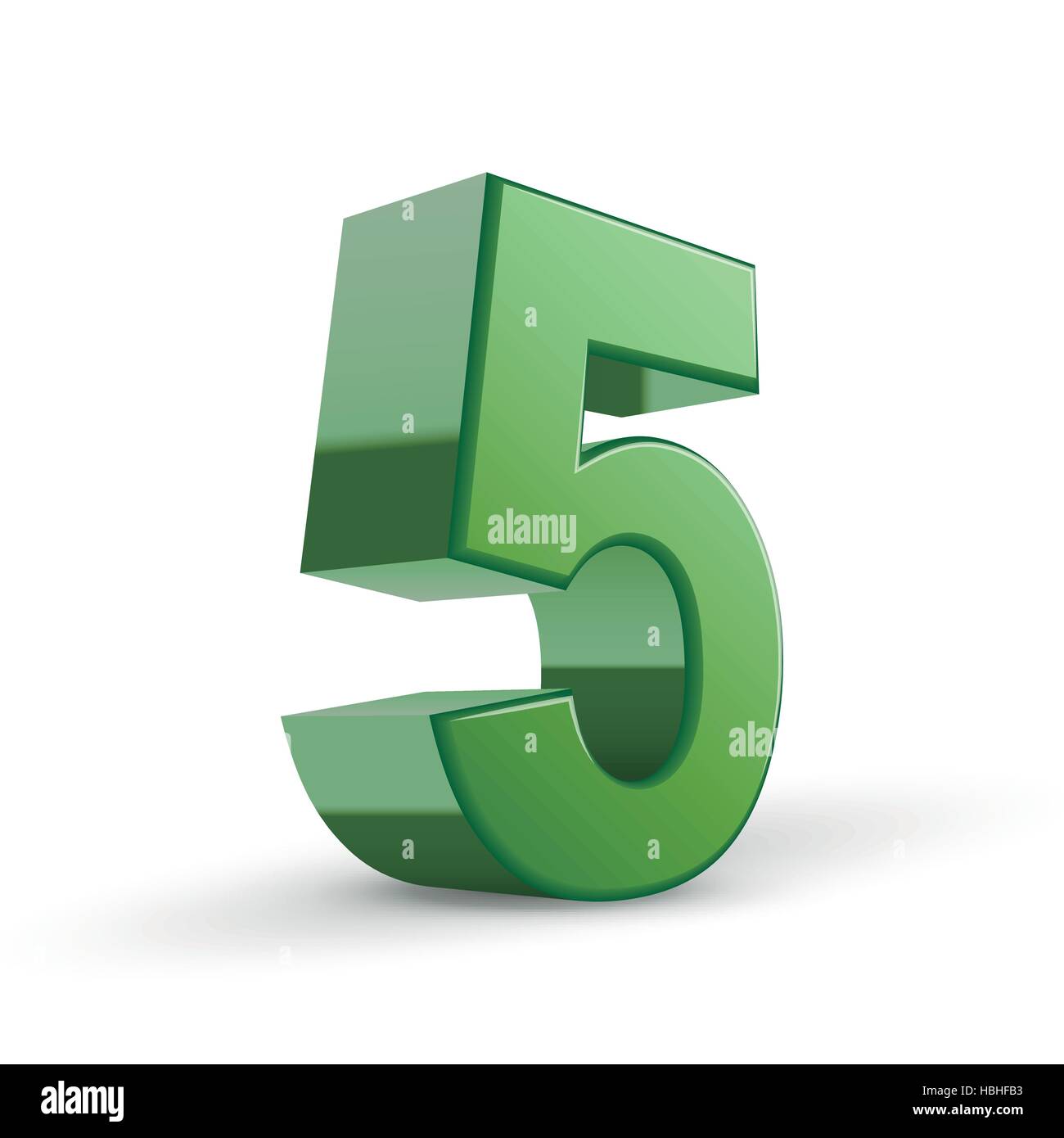 3d shiny green number 5 isolated on white background Stock Vector Image ...