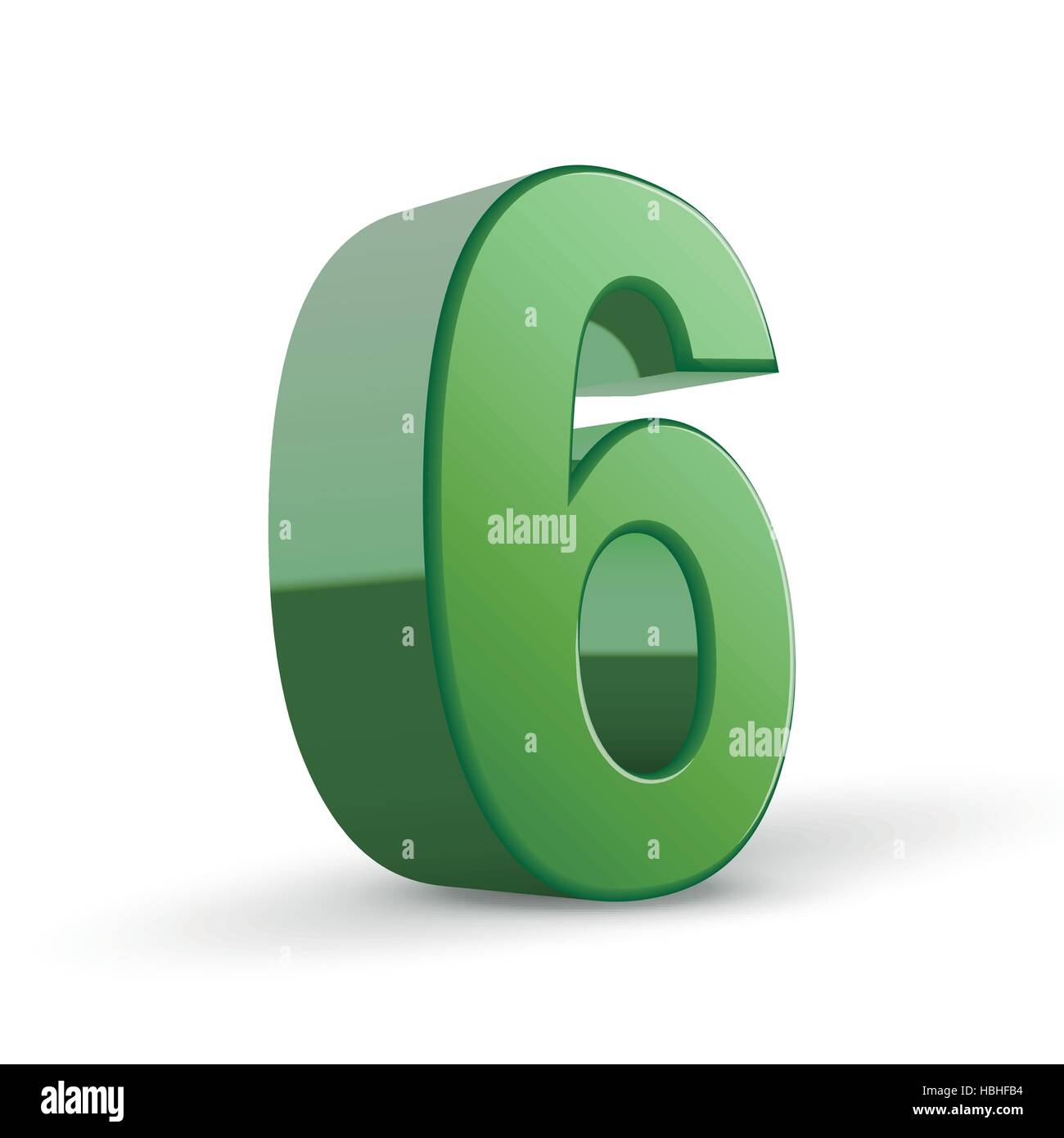 3d shiny green number 6 isolated on white background Stock Vector Image ...