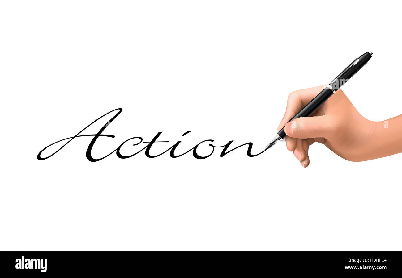 action word written by 3d hand over white Stock Vector Image & Art - Alamy