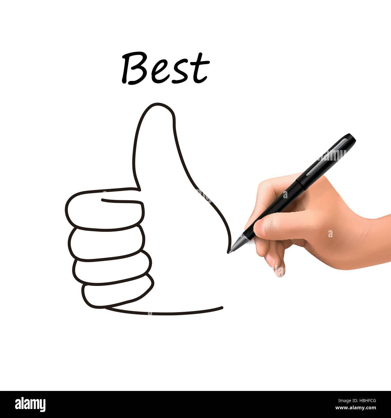 best word and thumb up icon drawn by 3d hand over white Stock Vector ...