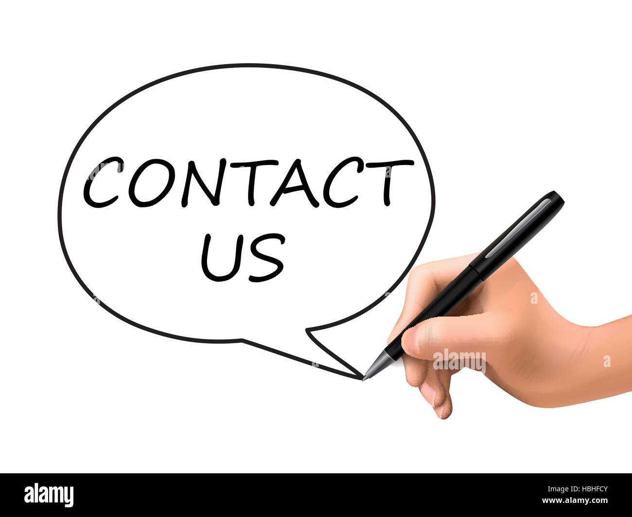 contact us words written by 3d hand over white Stock Vector Image & Art ...