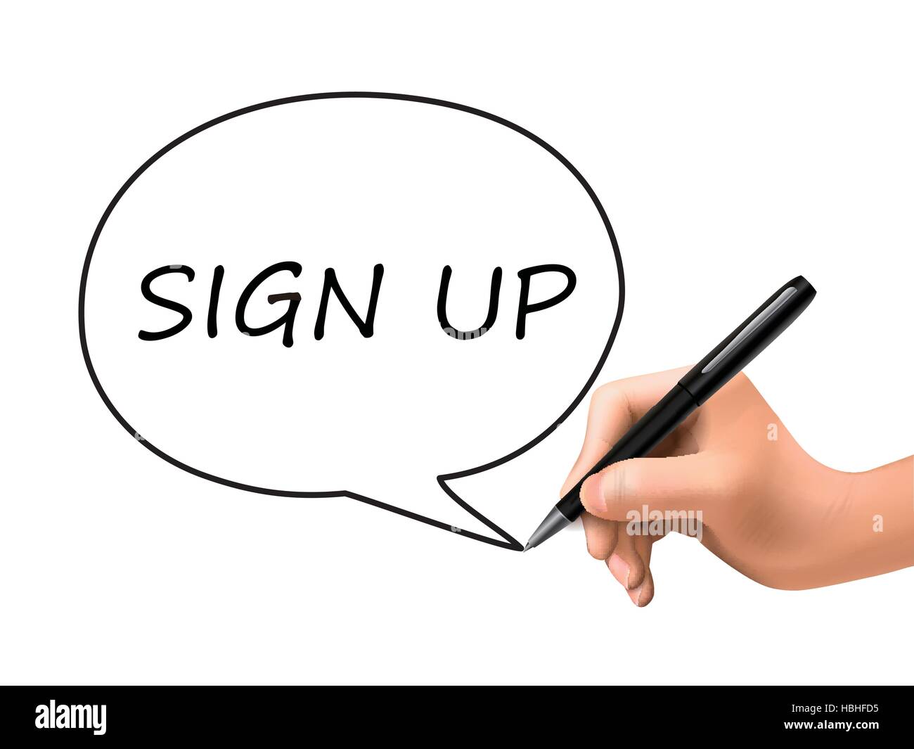 sign up words written by 3d hand over white Stock Vector Image & Art ...