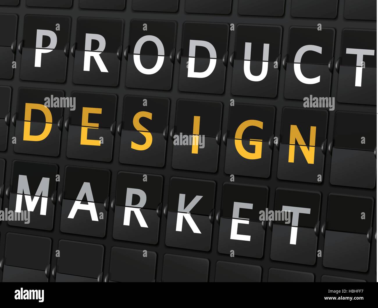 product design market words on airport board background Stock Vector ...