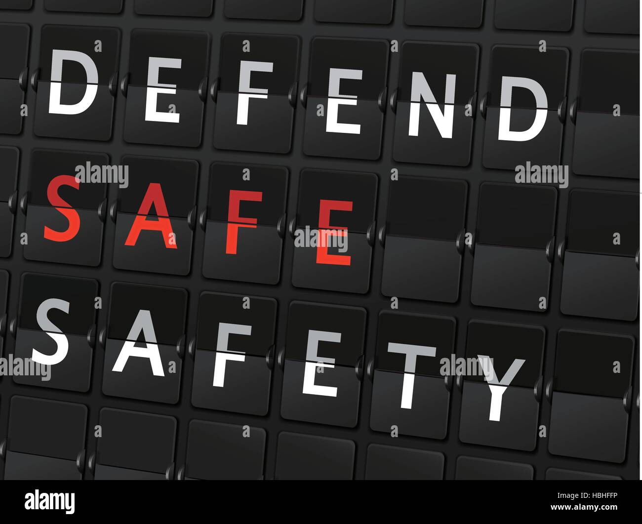 defend safe safety words on airport board background Stock Vector Image ...