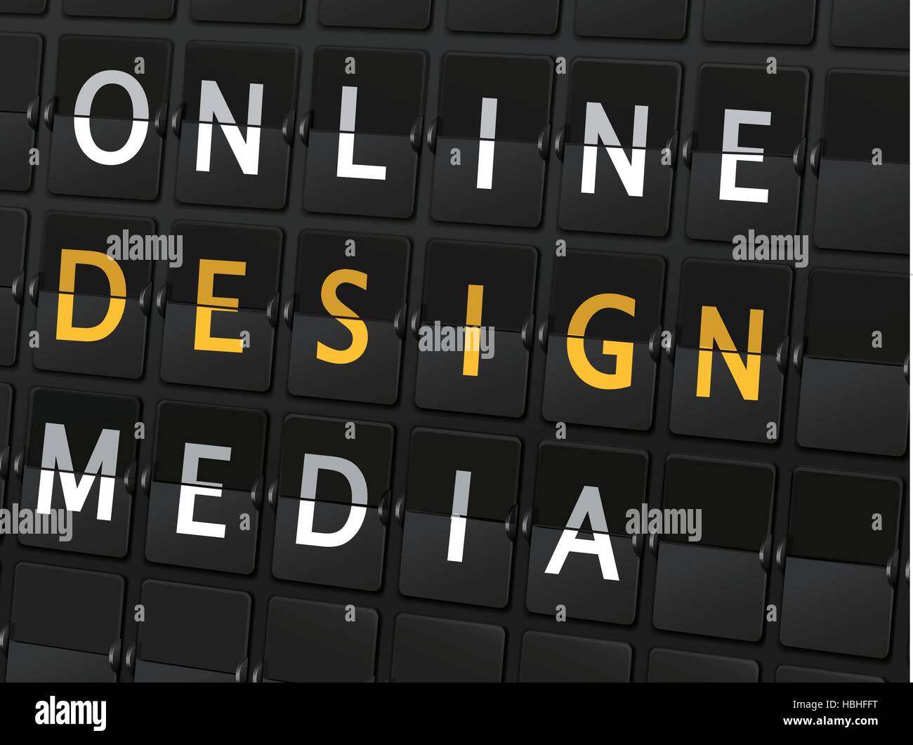 online design media words on airport board background Stock Vector ...