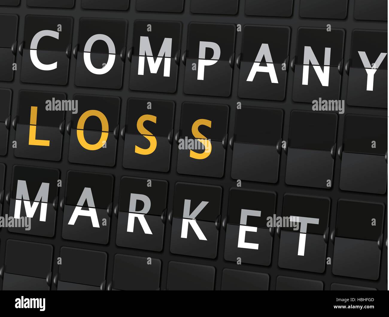 company loss market words on airport board background Stock Vector ...